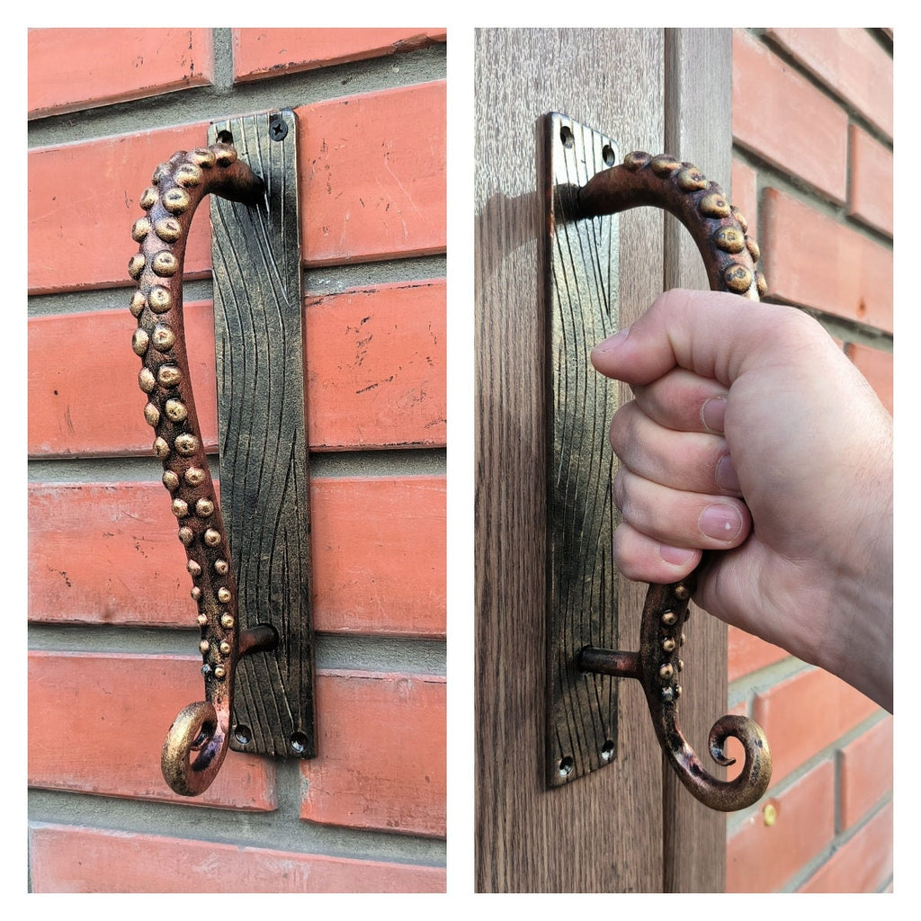 Octopus Tentacle Door Handle: Hand Forged Iron Nautical Style – IronUA